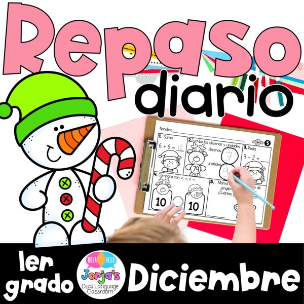 Repaso diario de matemáticas PRIMER GRADO Diciembre Math Review in ...