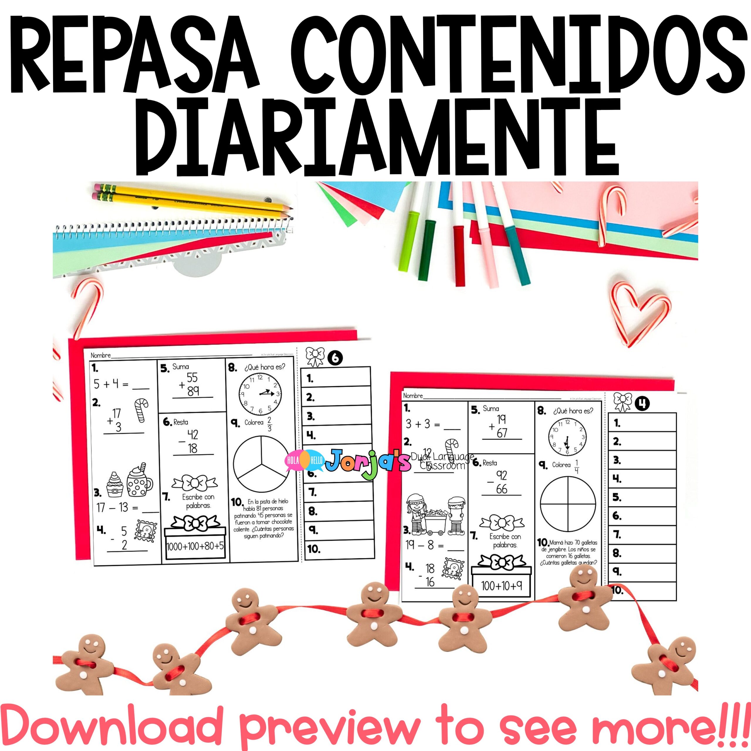 Repaso Trabajo de la manana Segundo Grado Navidad Matemáticas en ...
