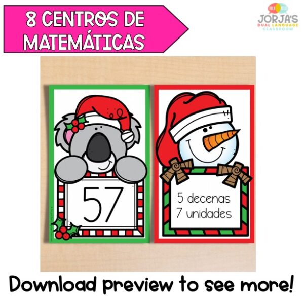 Centros de matemáticas primer grado DICIEMBRE Math Centers in Spanish ...