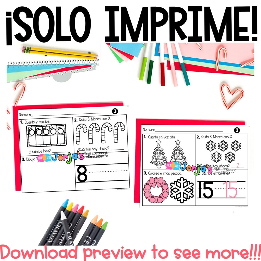 Repaso diario KINDER Diciembre matemáticas Kinder Review in Spanish ...