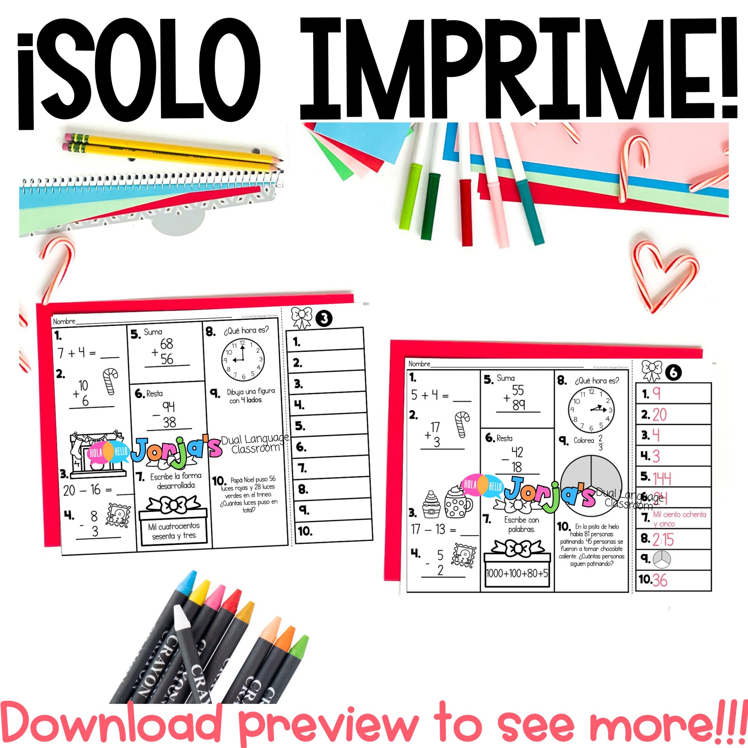 Repaso Trabajo de la manana Segundo Grado Navidad Matemáticas en ...