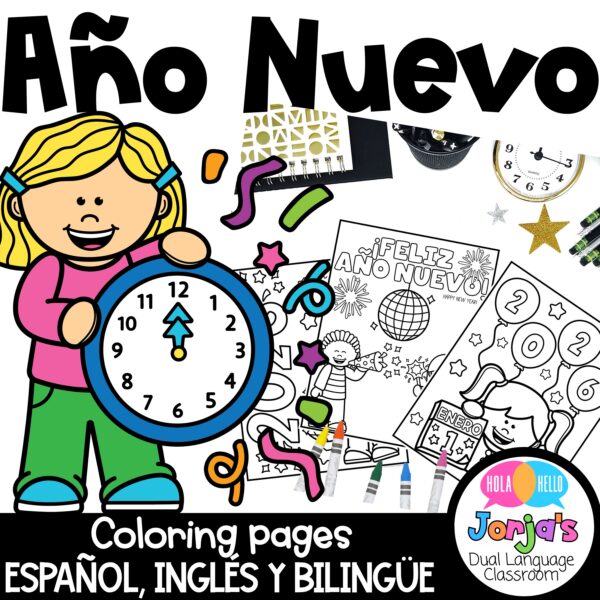 Coloring Pages Año Nuevo New Years in Spanish para colorear - Jorja's ...