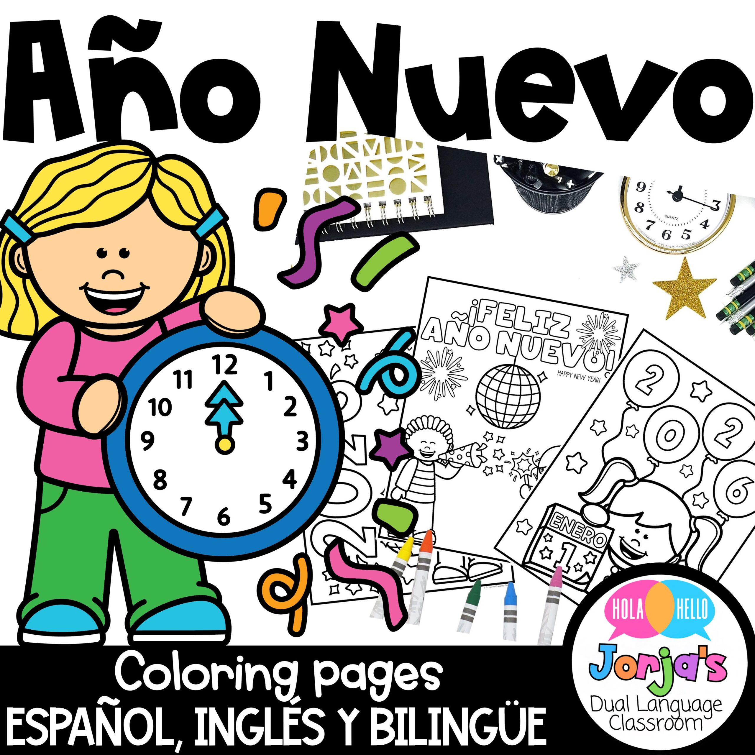 Coloring Pages Año Nuevo New Years in Spanish para colorear - Jorja's ...