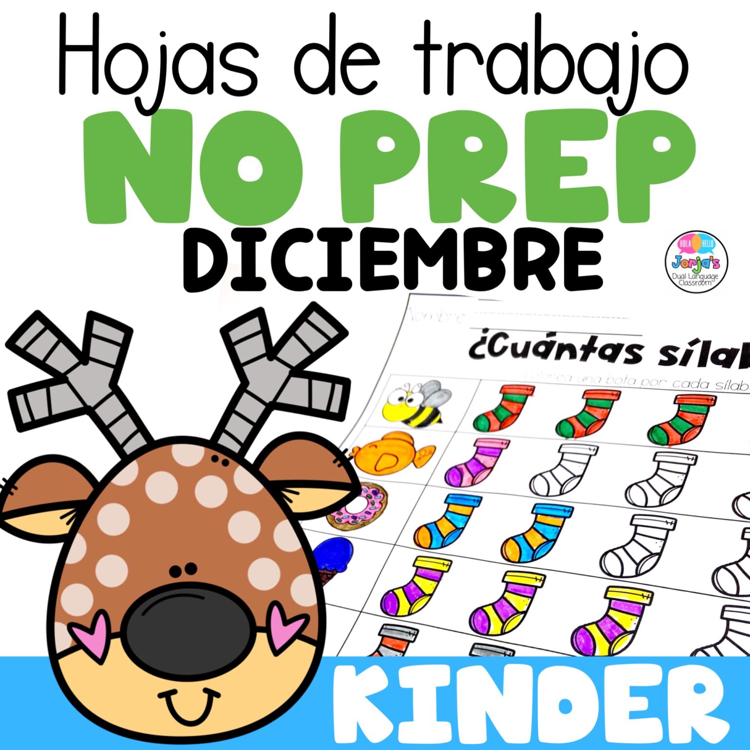 Hojas de trabajo Kinder Christmas in Spanish Lectura, matemáticas ...