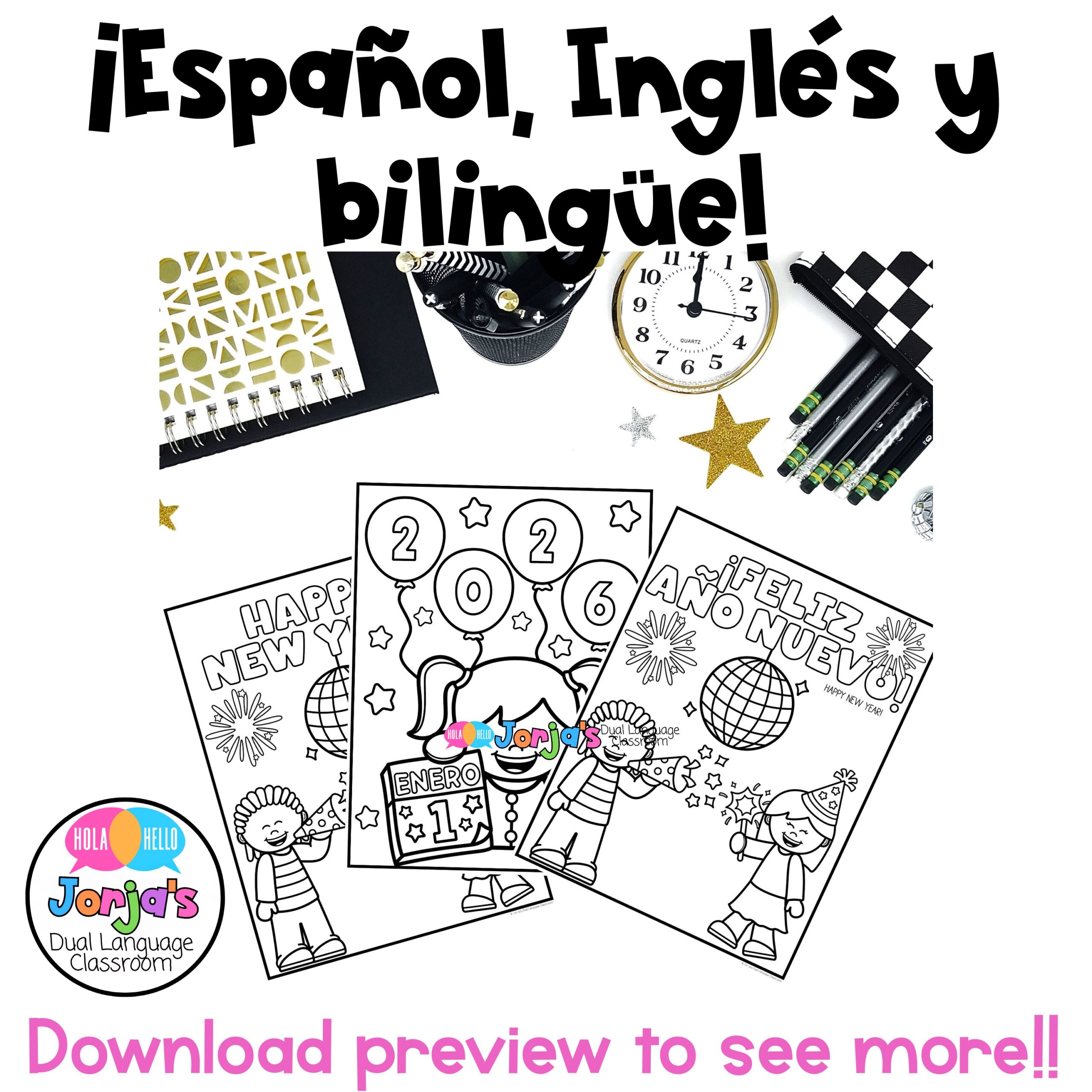 Coloring Pages Año Nuevo New Years in Spanish para colorear - Jorja's ...