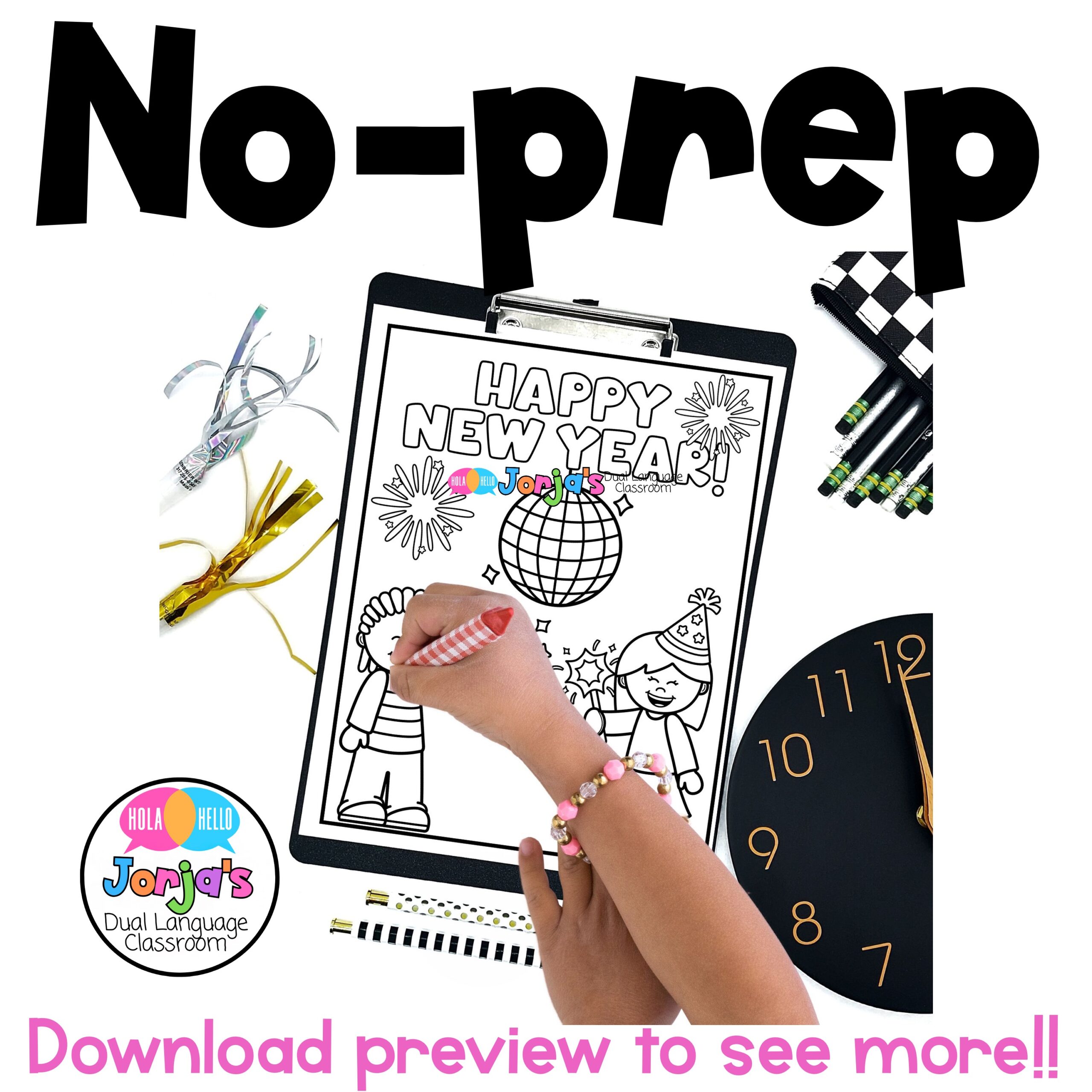 Coloring Pages Año Nuevo New Years in Spanish para colorear - Jorja's ...