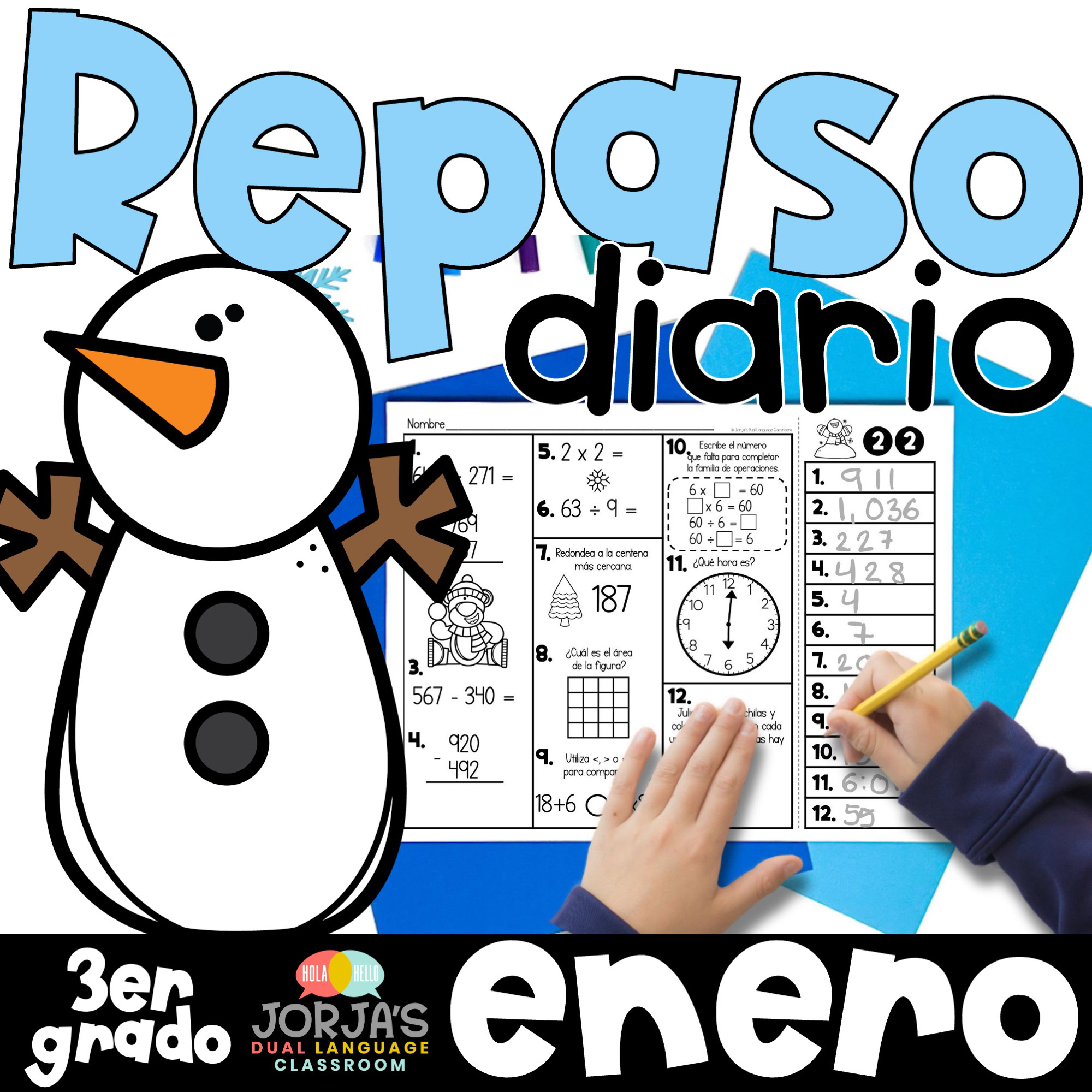 Repaso diario Tercer grado español 3rd Spanish Spiral Review ENERO ...