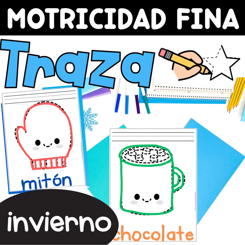 Motricidad fina Traza Ejercicios invierno Winter in Spanish Activities ...