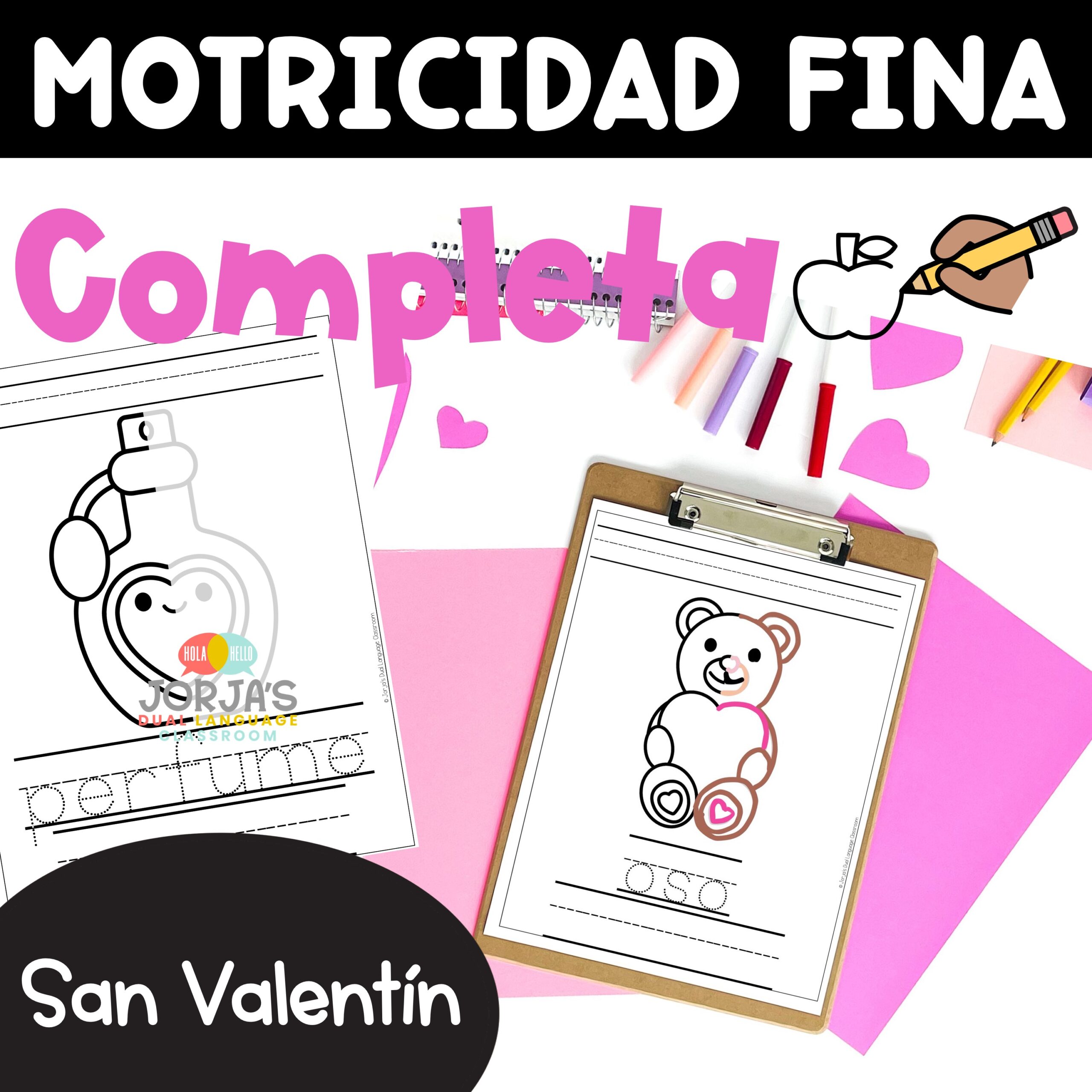 Motricidad fina Completa la figura Actividades de San Valentín en ...