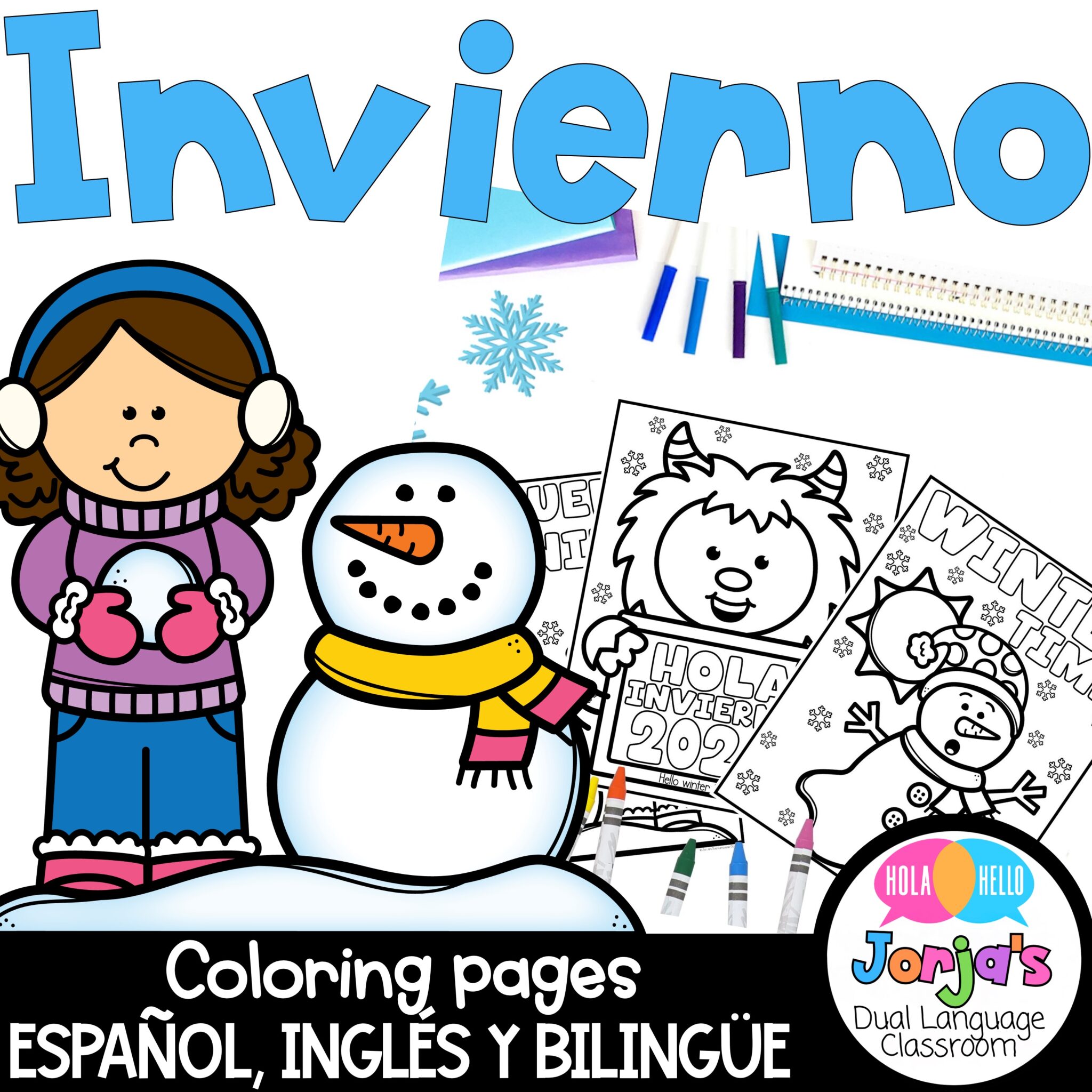 Hojas de colorear INVIERNO Coloring Pages WINTER Spanish English and ...