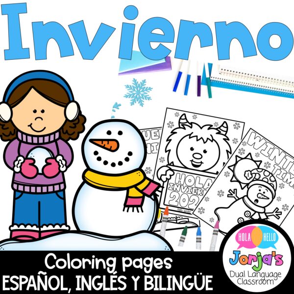 Hojas de colorear INVIERNO Coloring Pages WINTER Spanish English and ...