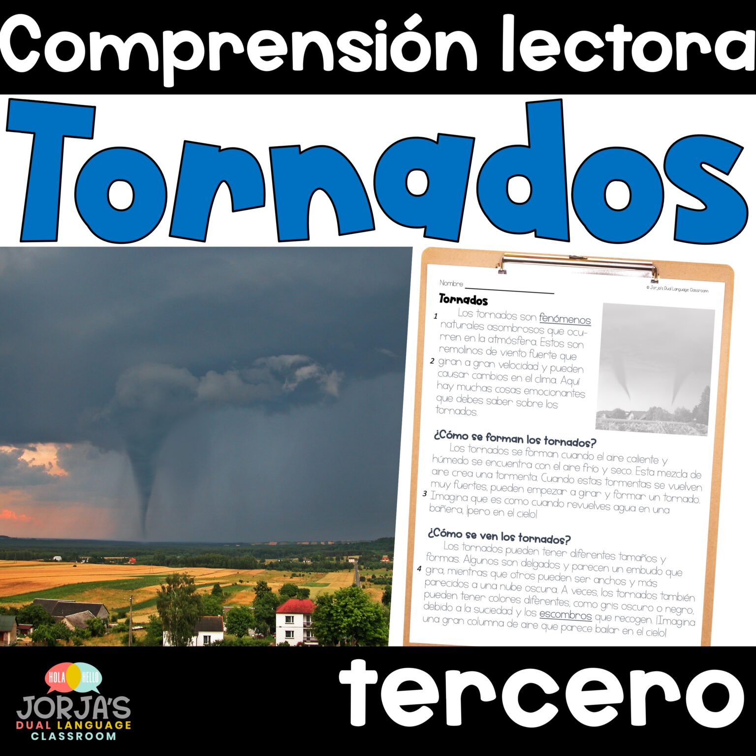 Tornados Comprensión de lectura Tercer Grado Resumen Reading ...