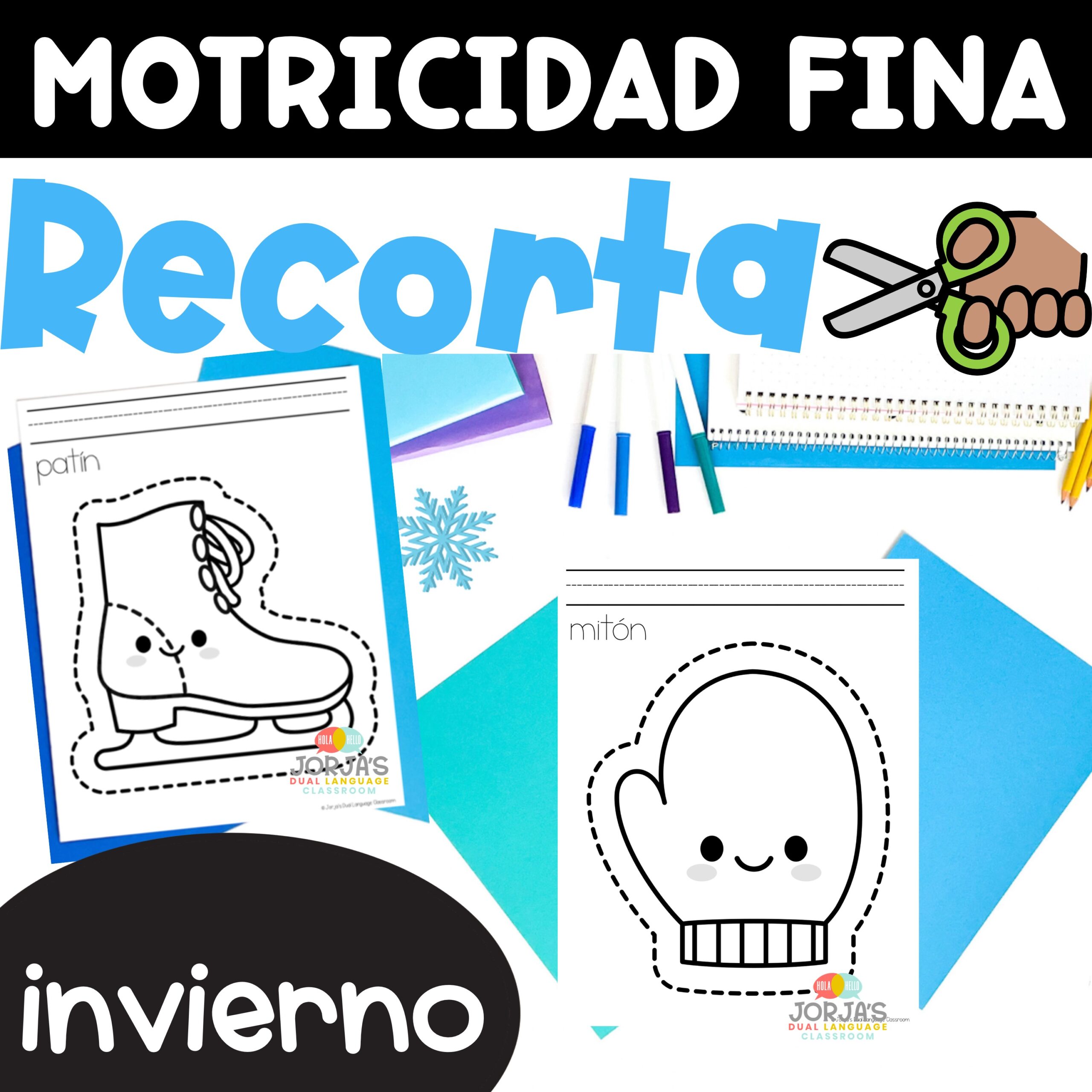 Motricidad fina Práctica de tijeras Scissors practice in Spanish ...