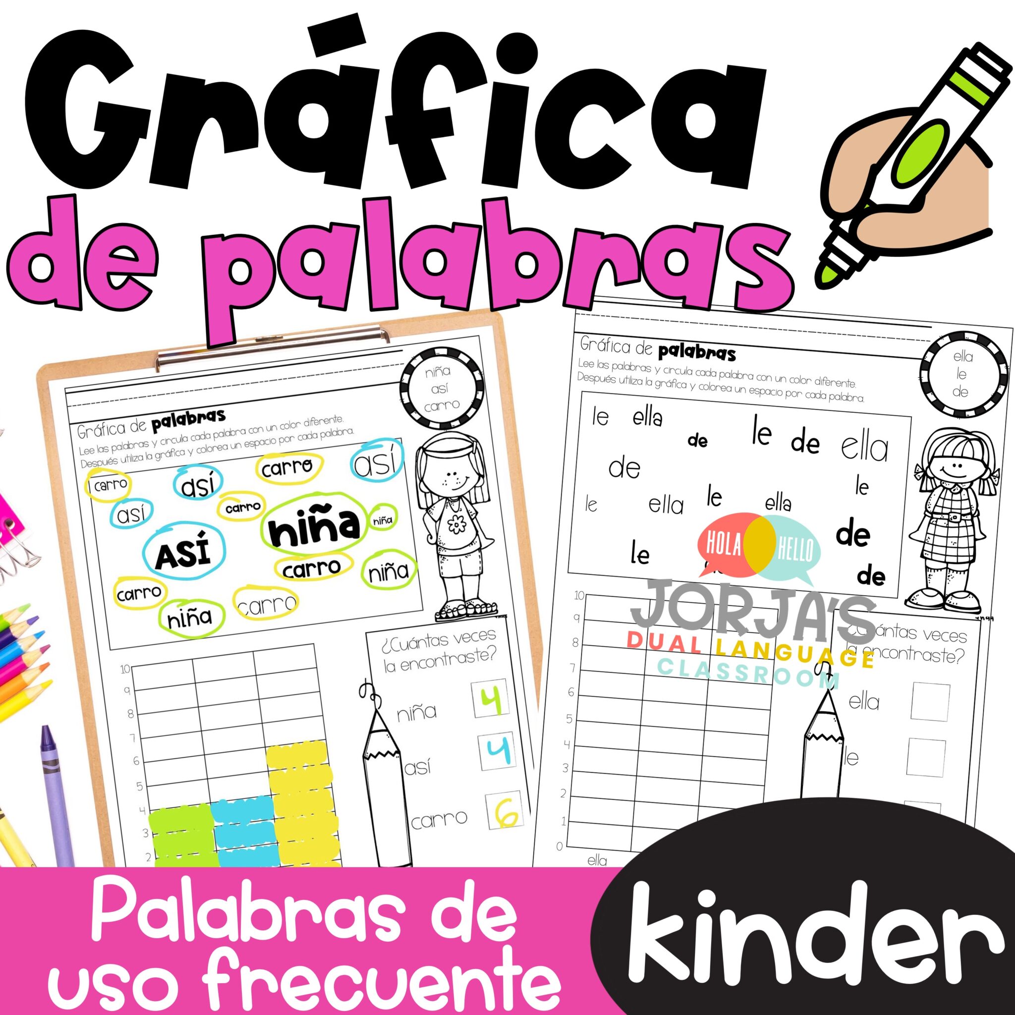 Palabras de Uso Frecuente en español Gráficas Sight Words in Spanish ...