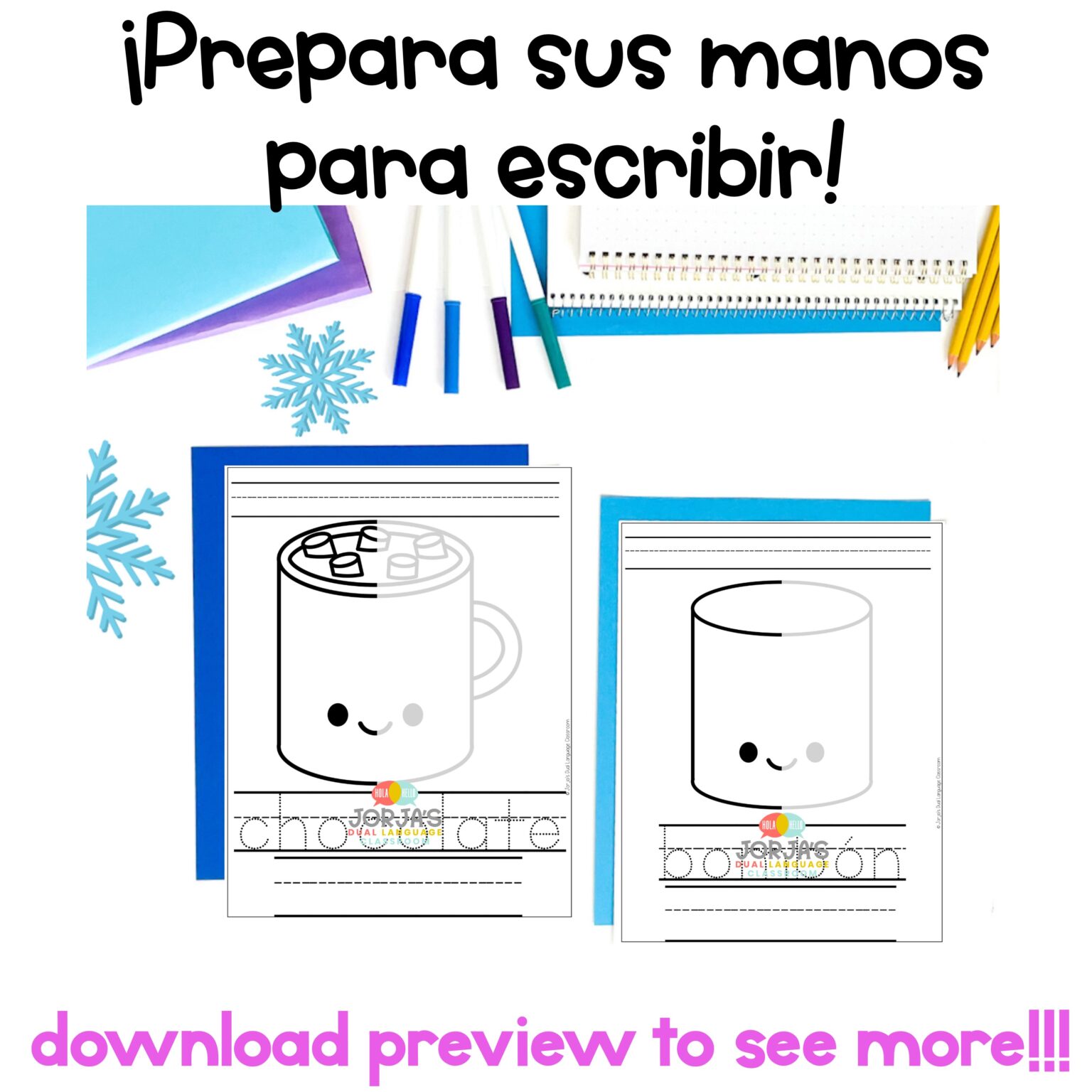 Motricidad fina Completa la figura Winter in Spanish invierno ...