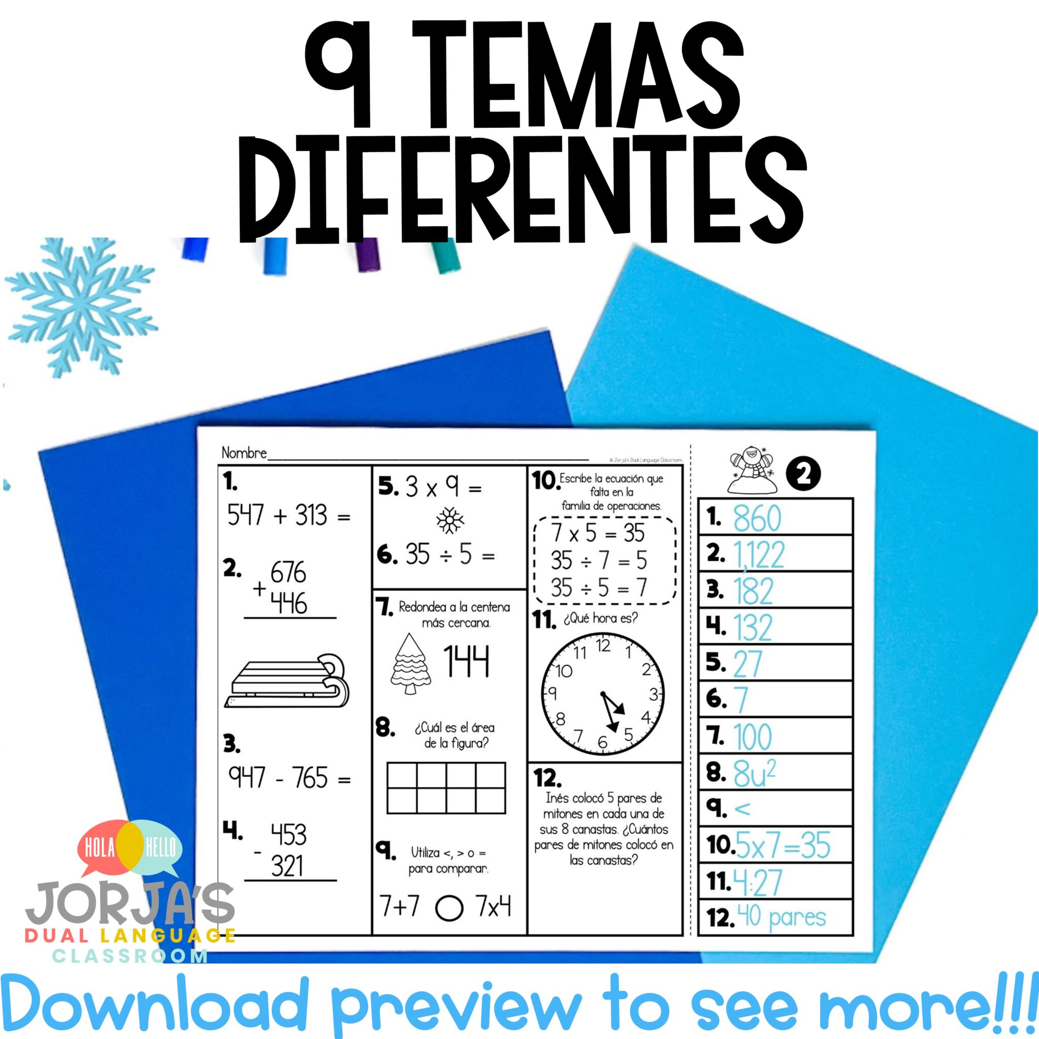 Repaso diario Tercer grado español 3rd Spanish Spiral Review ENERO ...