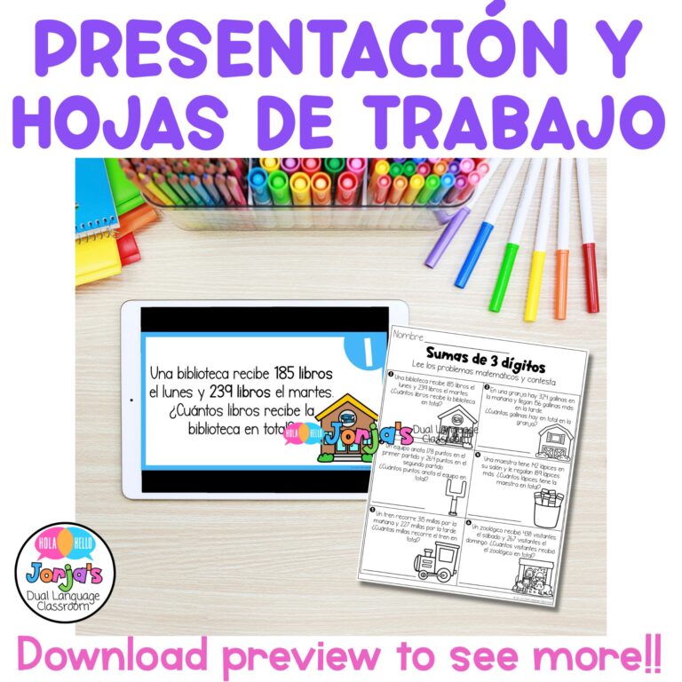 Sumas de 3 dígitos Addition Regrouping in Spanish Word Problems in ...