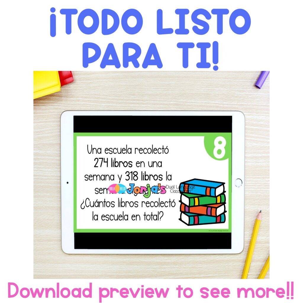 Sumas de 3 dígitos Addition Regrouping in Spanish Word Problems in ...