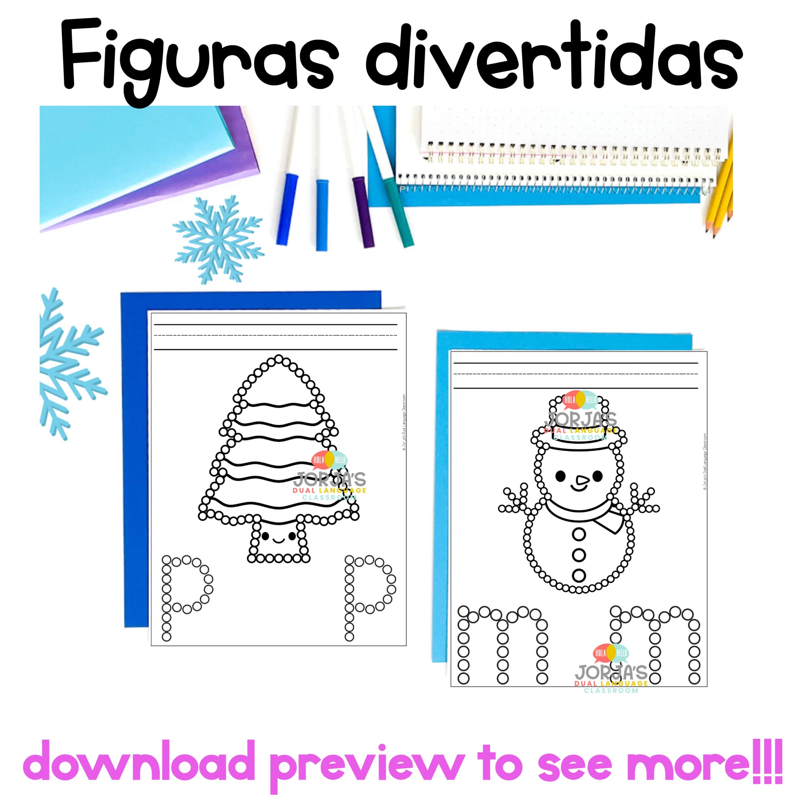 Motricidad fina Puntitos Swab Ejercicios invierno Winter in Spanish ...