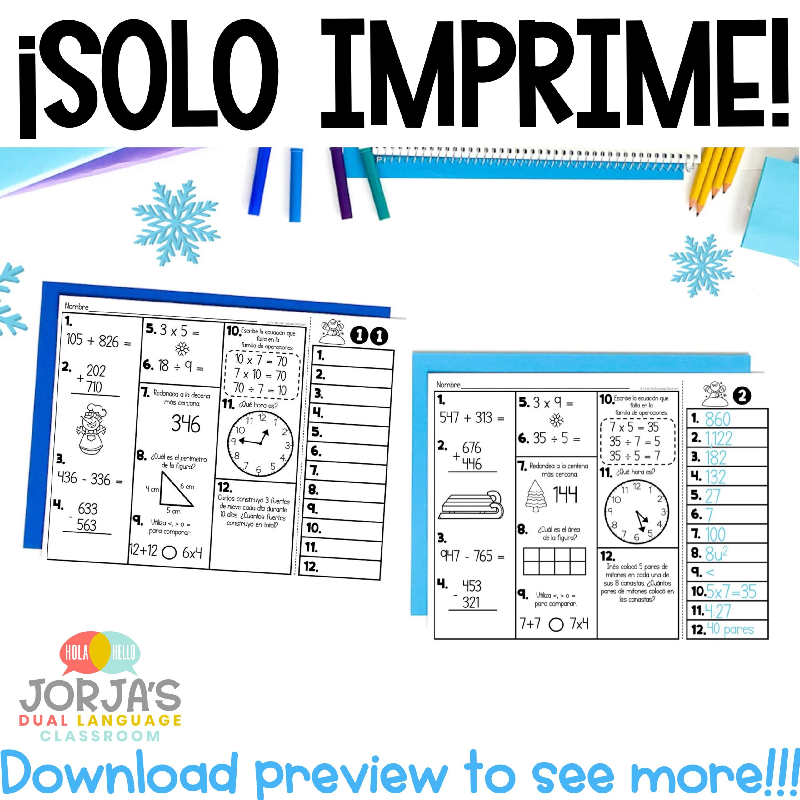 Repaso diario Tercer grado español 3rd Spanish Spiral Review ENERO ...