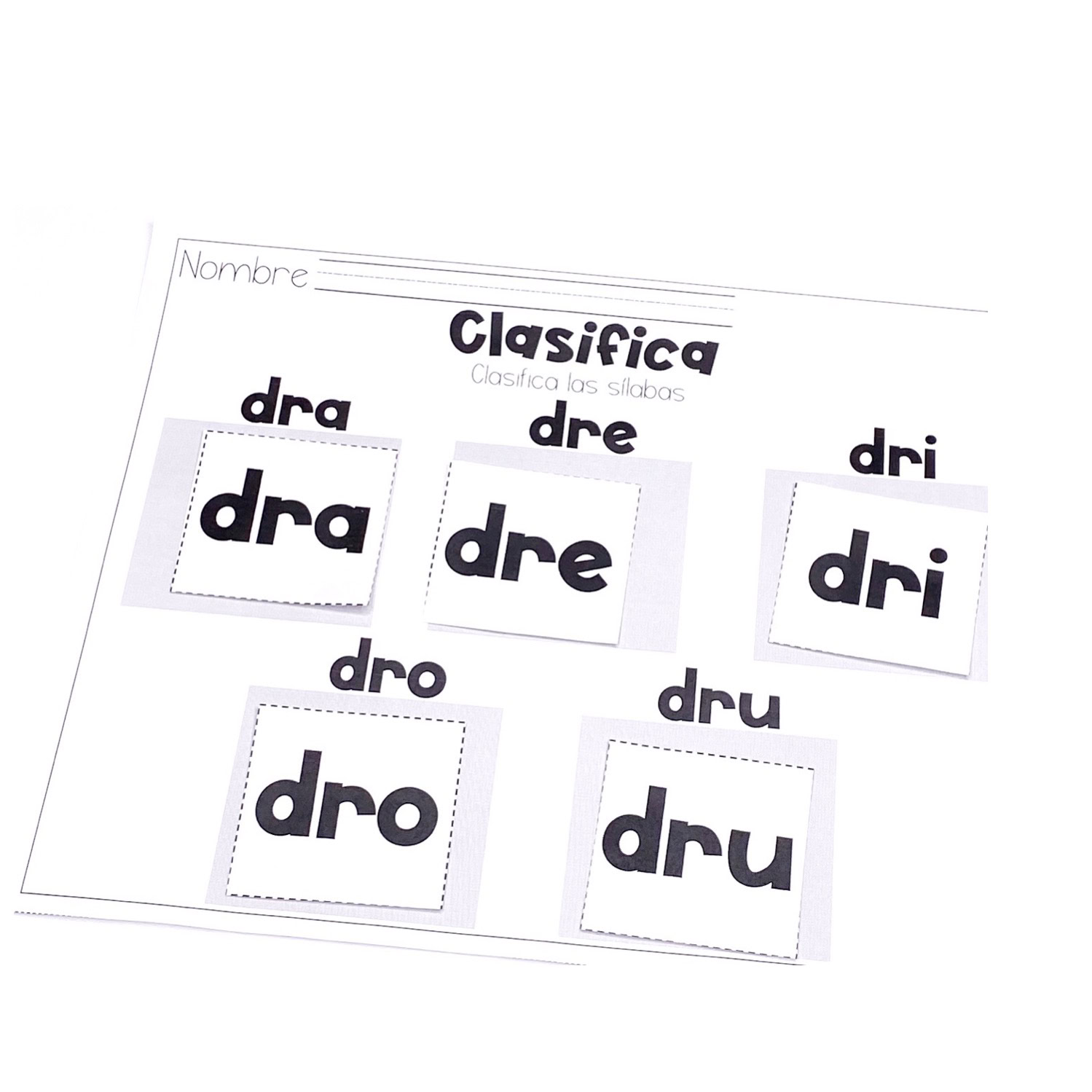 Sílabas trabadas DR Actividades en español Hojas de trabajo y juego en ...