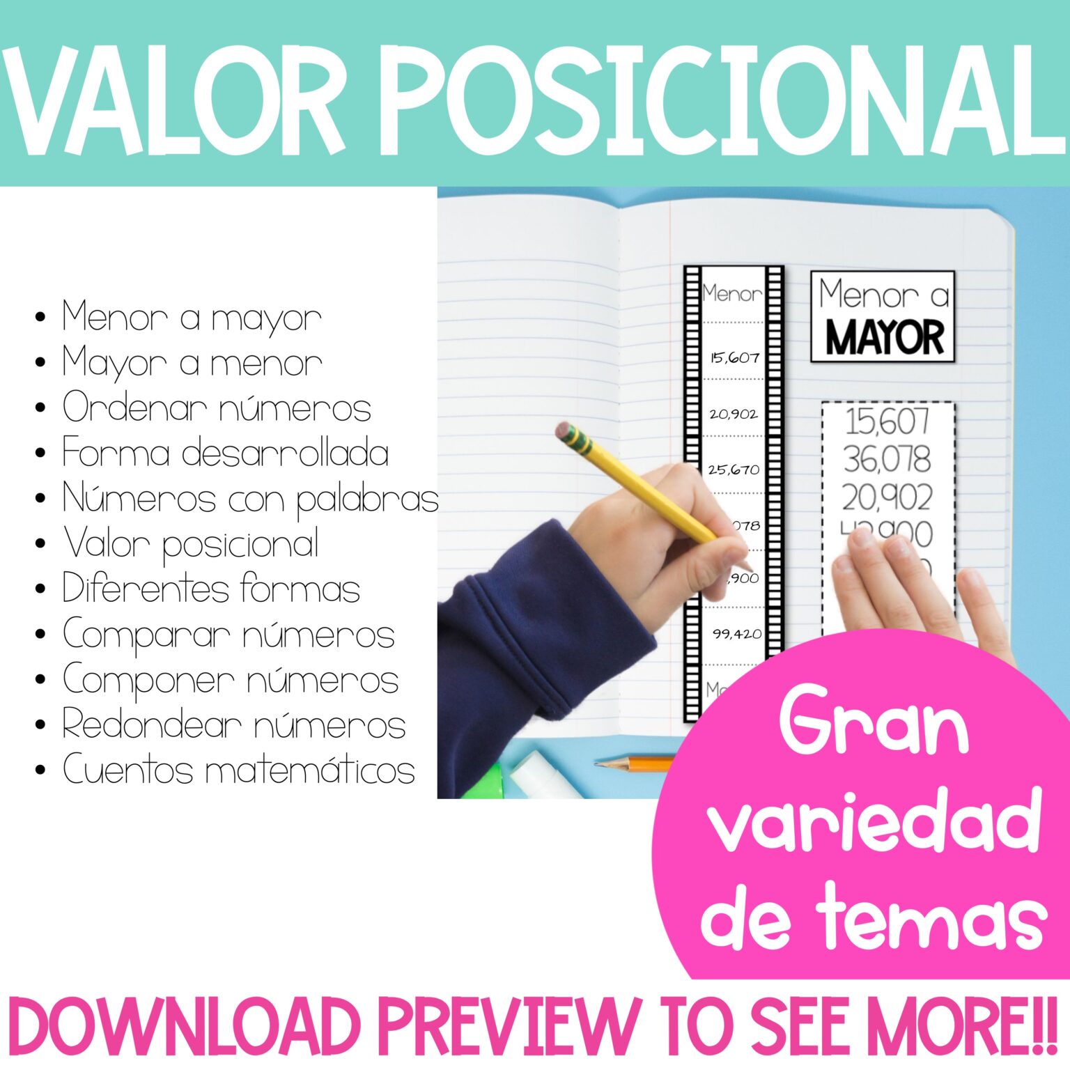 Valor Posicional Tercer Grado Place Value in Spanish 3rd Interactive ...