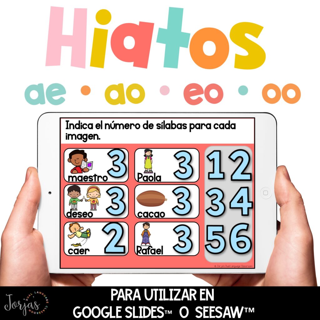 Hiatos DIGITAL Actividades para Seesaw y Google Slides in Spanish ...