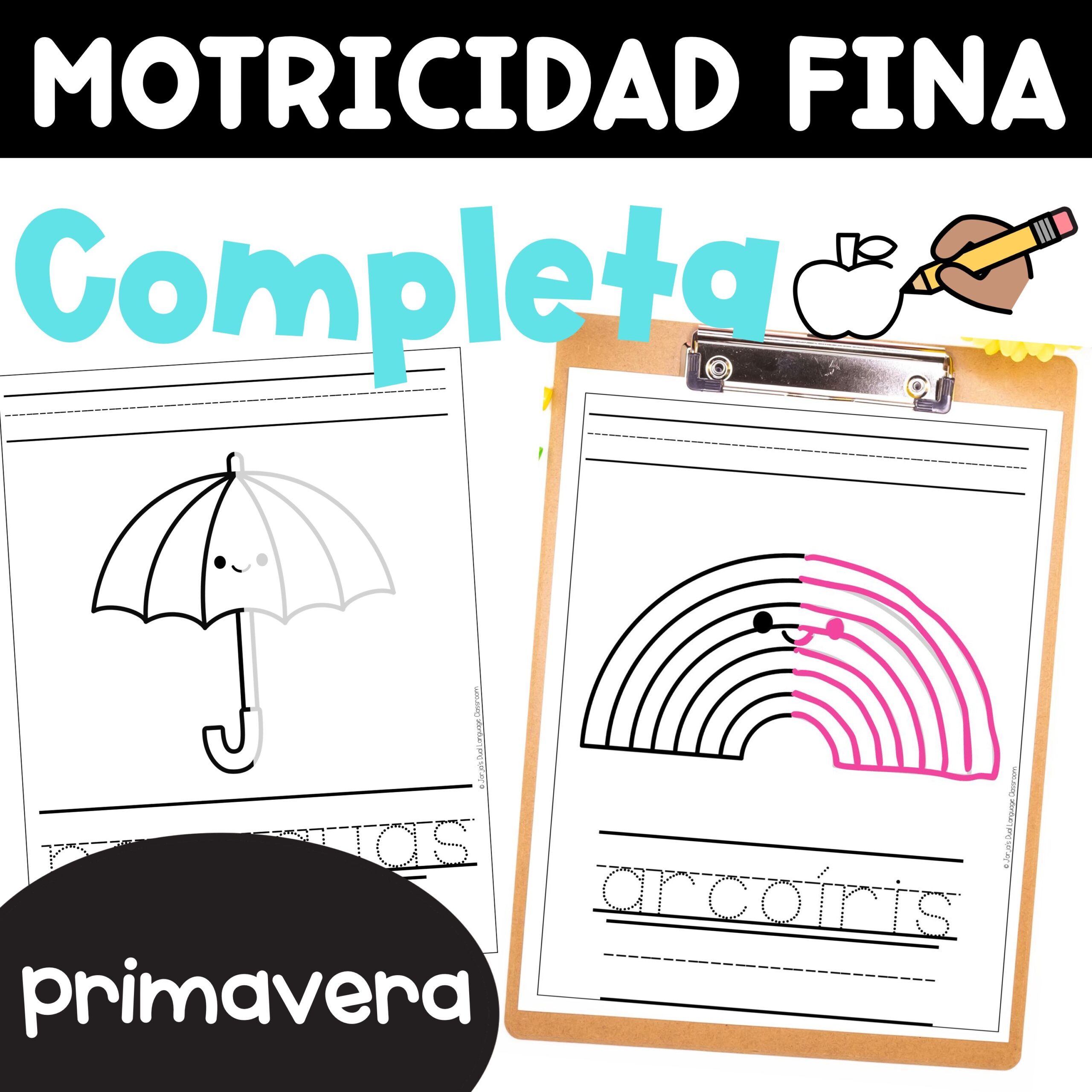 Motricidad fina Completa la figura Actividades de Primavera en español ...