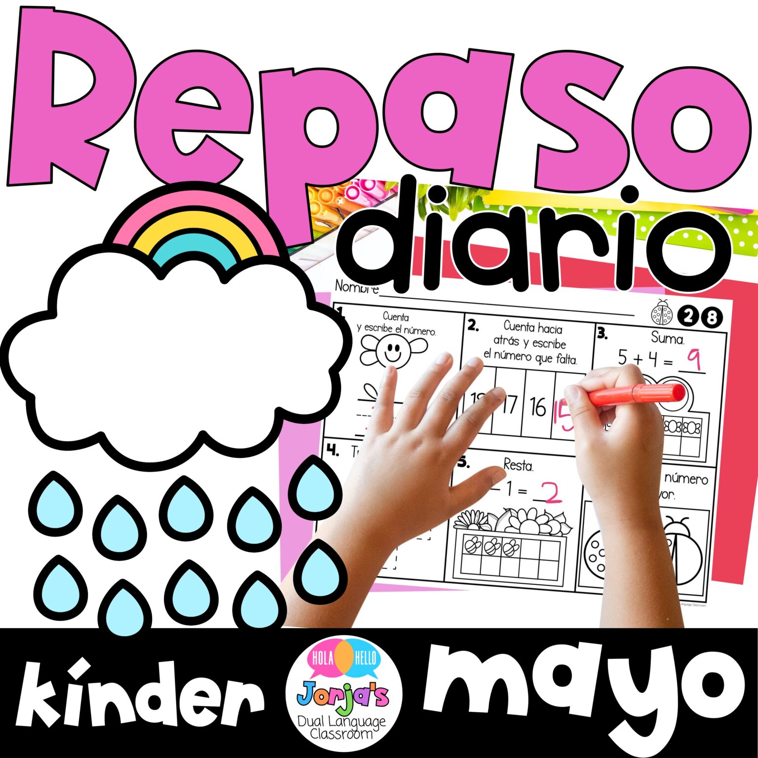 Repaso diario Kinder Mayo Matemáticas Spiral Review Math in Spanish ...