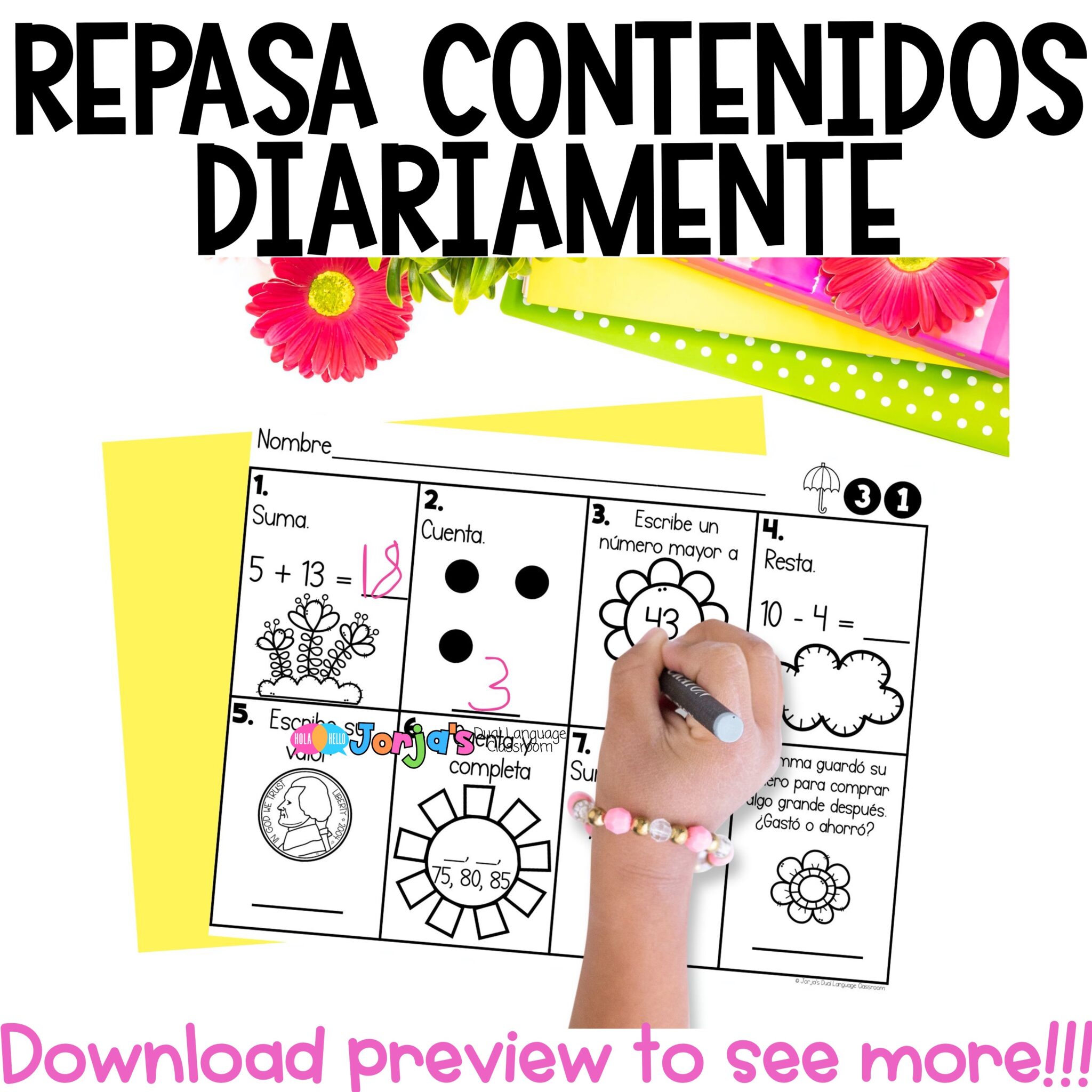 Repaso diario de matemáticas PRIMER GRADO Mayo Morning Work in Spanish ...