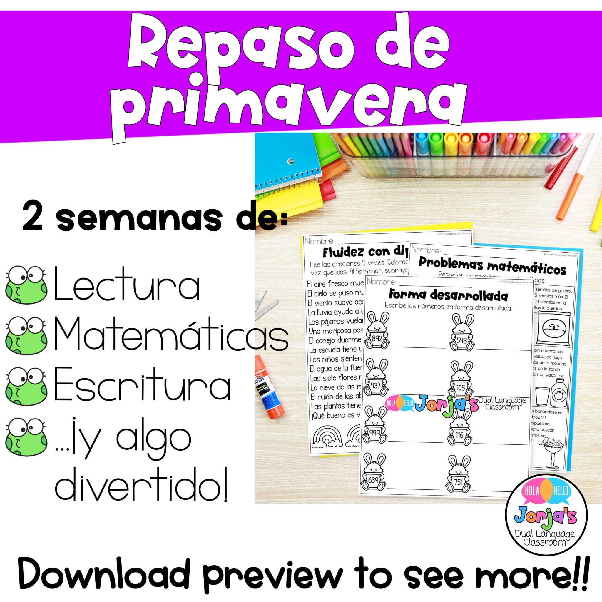 Repaso de primavera SEGUNDO Spring Review Second Grade in Spanish ...
