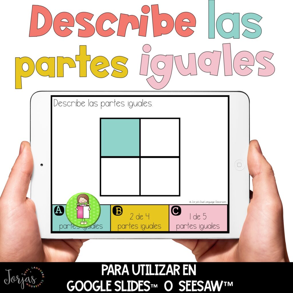 Fracciones Partes Iguales DIGITAL 1st Grade Matemáticas Fractions ...